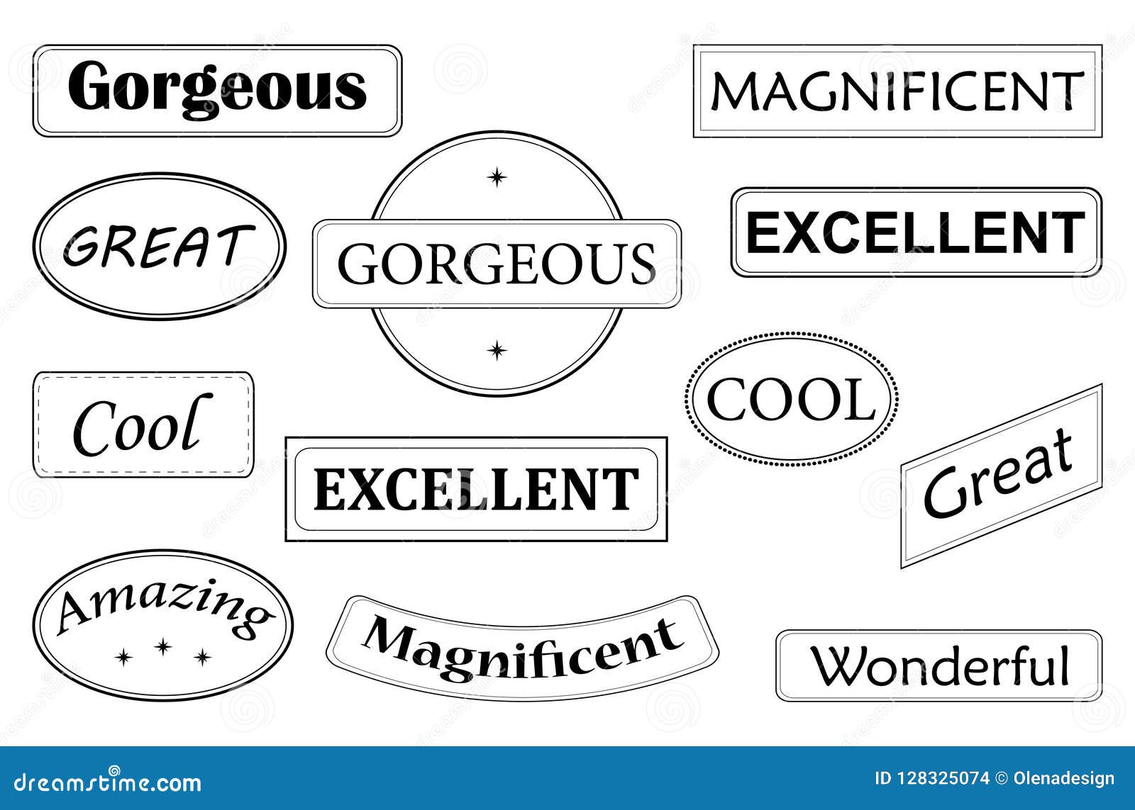 Vector Set of Exclamations Words in Stamps Stock Vector - Illustration ...