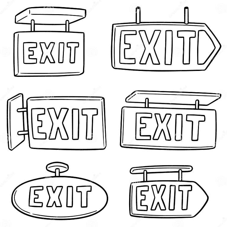 Vector set of exit sign stock vector. Illustration of cute - 119221939