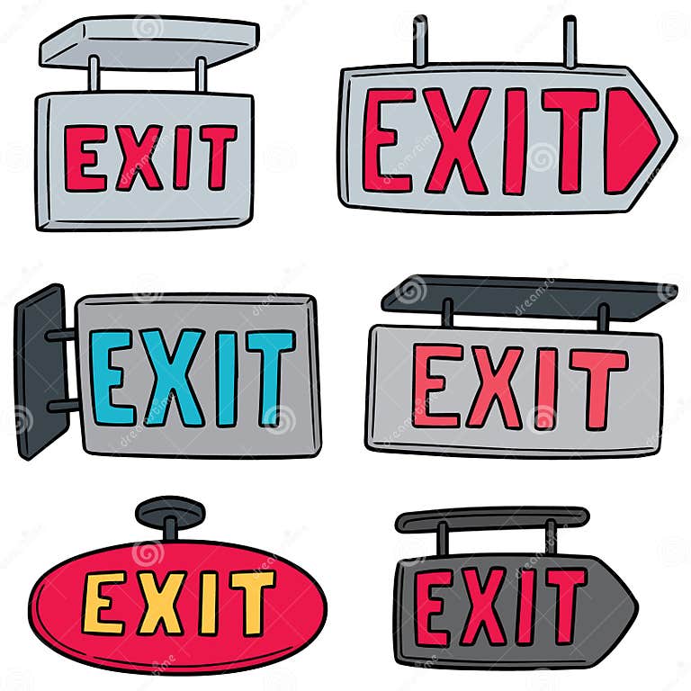 Vector set of exit sign stock vector. Illustration of exit - 119222149