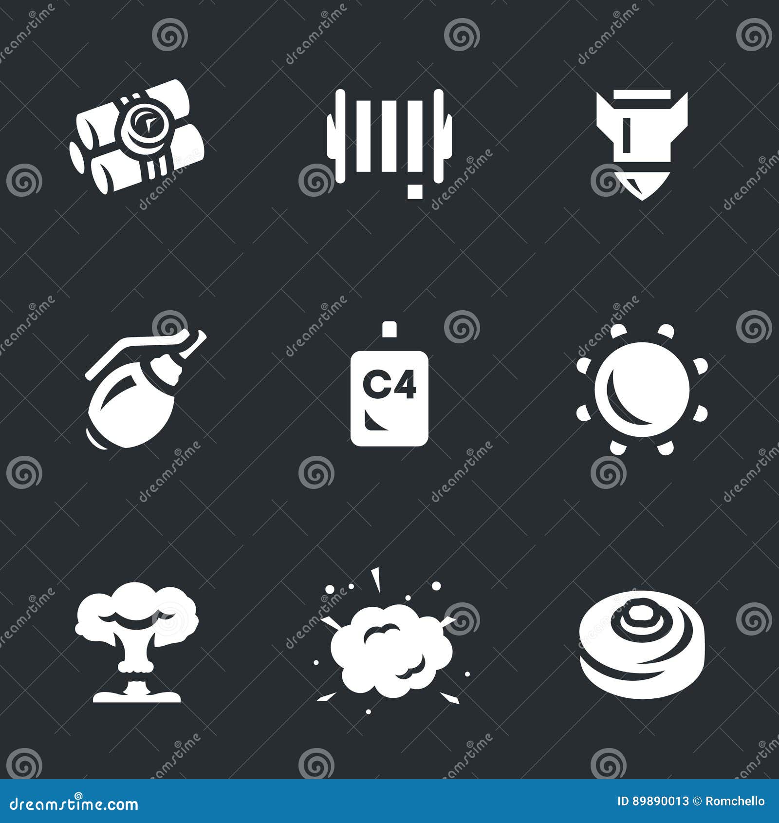 Vector Set of Explosive Icons. Stock Vector - Illustration of power ...