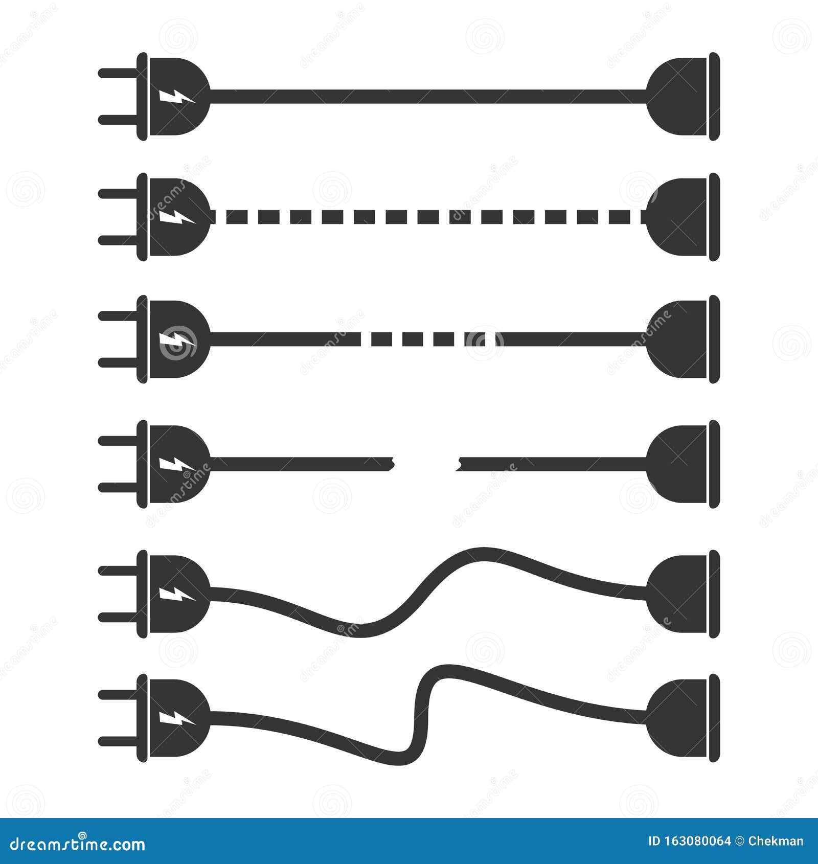Vector Set of Extension Cord Icons Stock Illustration - Illustration of ...