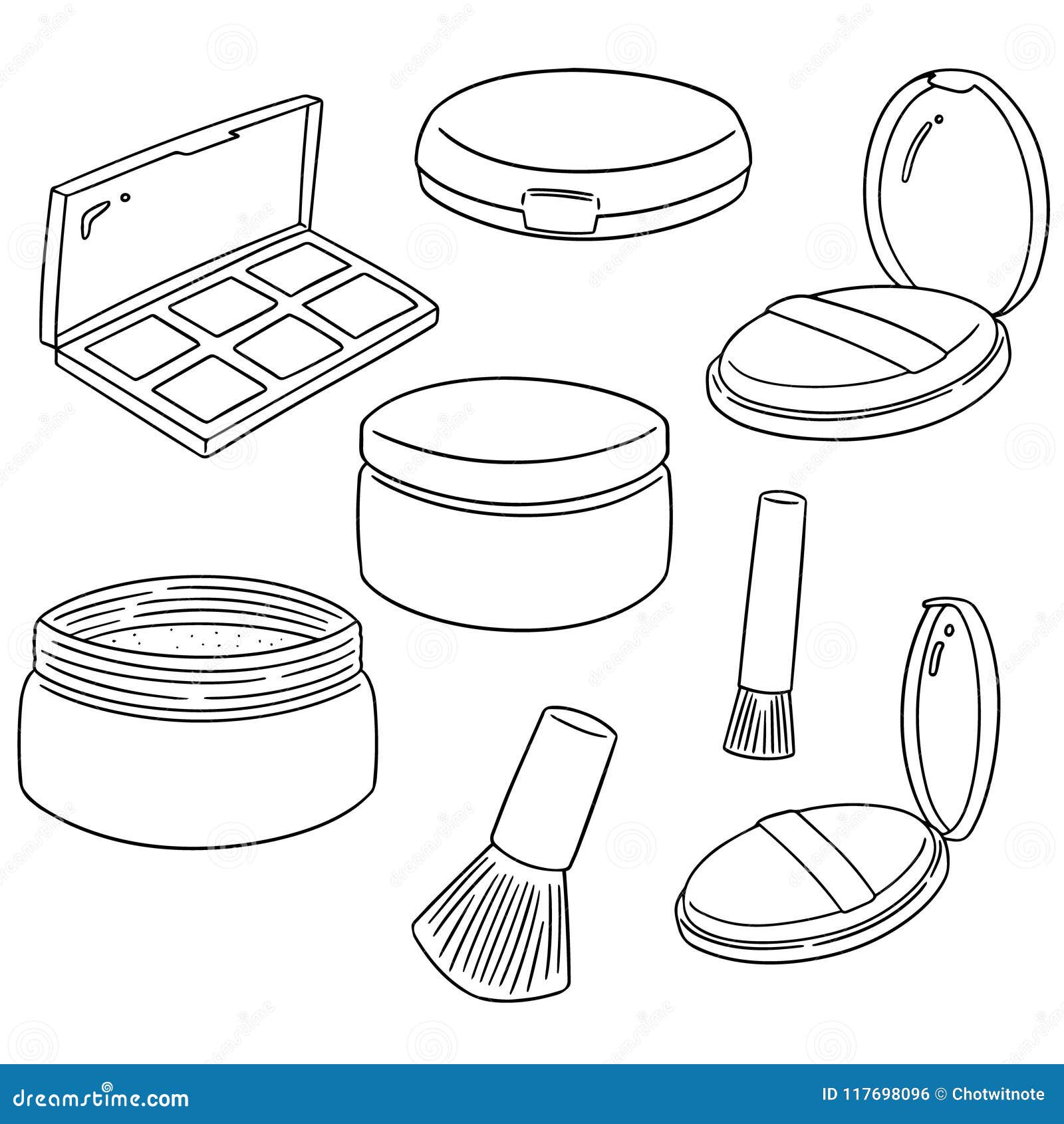 Vector set of face powder stock vector. Illustration of design - 117698096