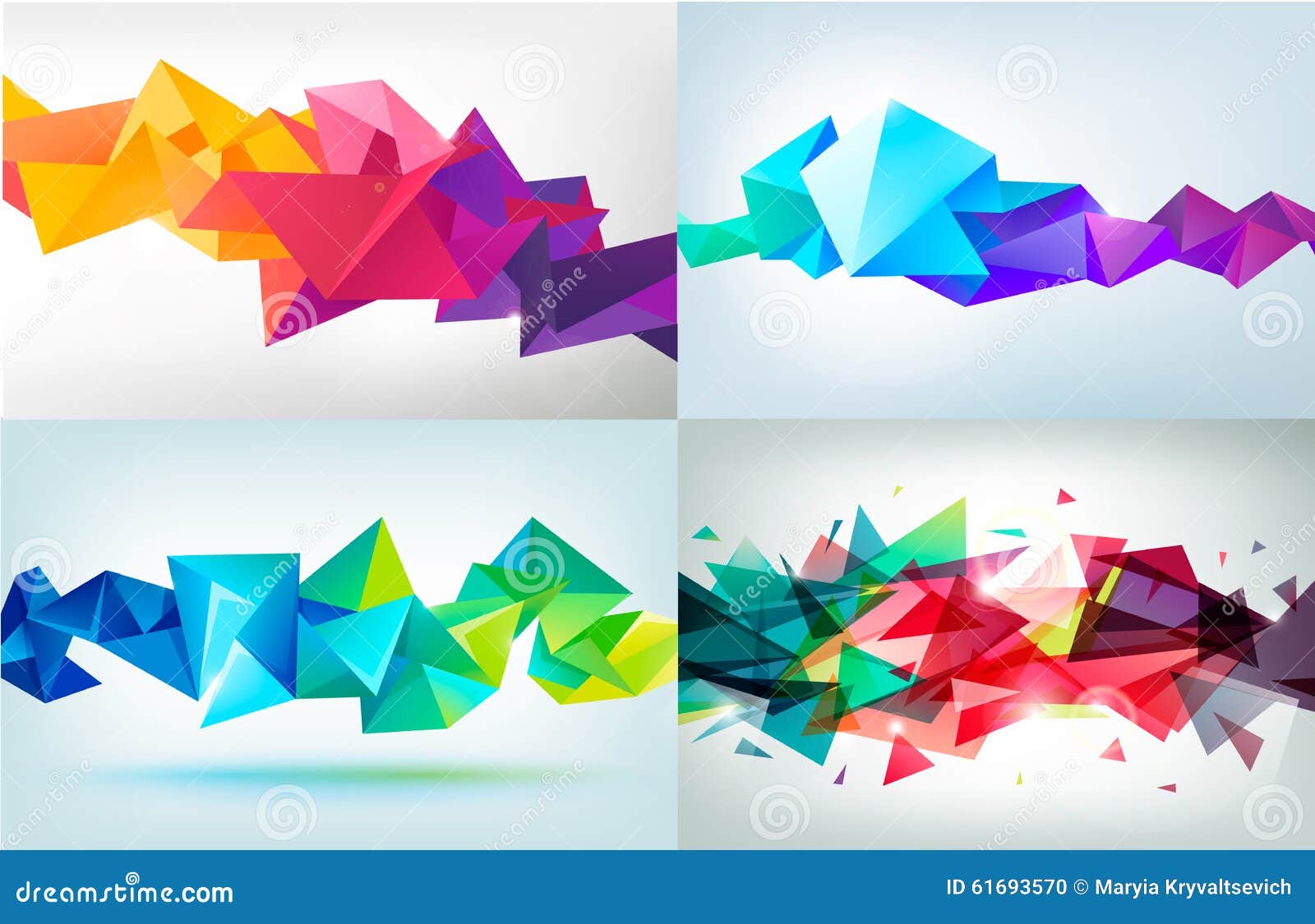 Vector Set of Faceted 3d Crystal Colorful Shapes Stock Illustration ...