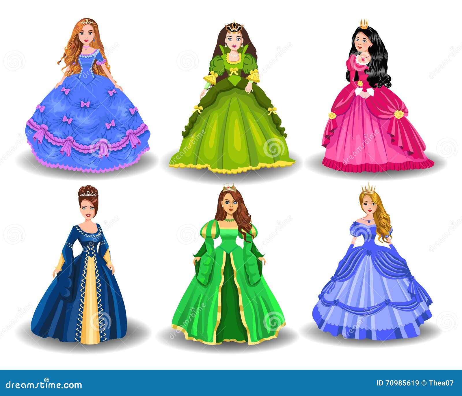 Vector Set Of Fairytale Princesses Stock Vector Illustration Of