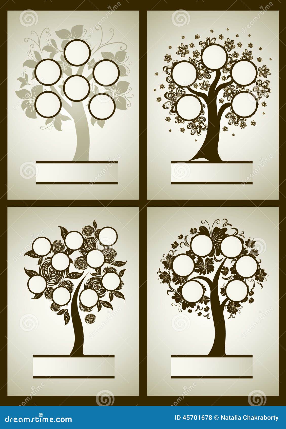 Vector Set of Family Tree Designs Stock Vector - Illustration of family ...