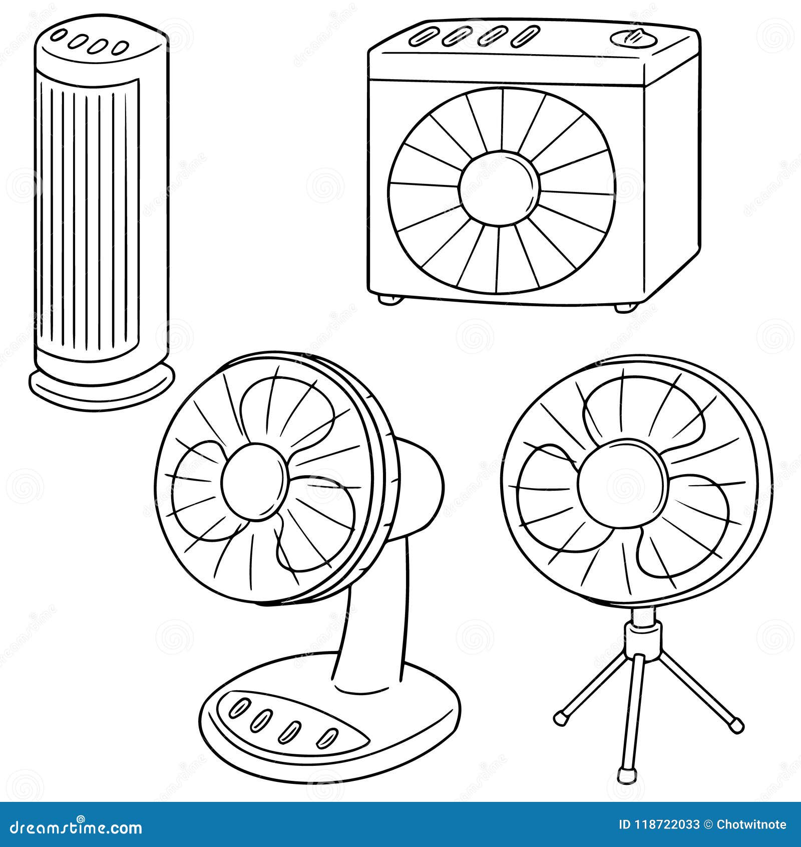 Vector set of fan stock vector. Illustration of hand - 118722033