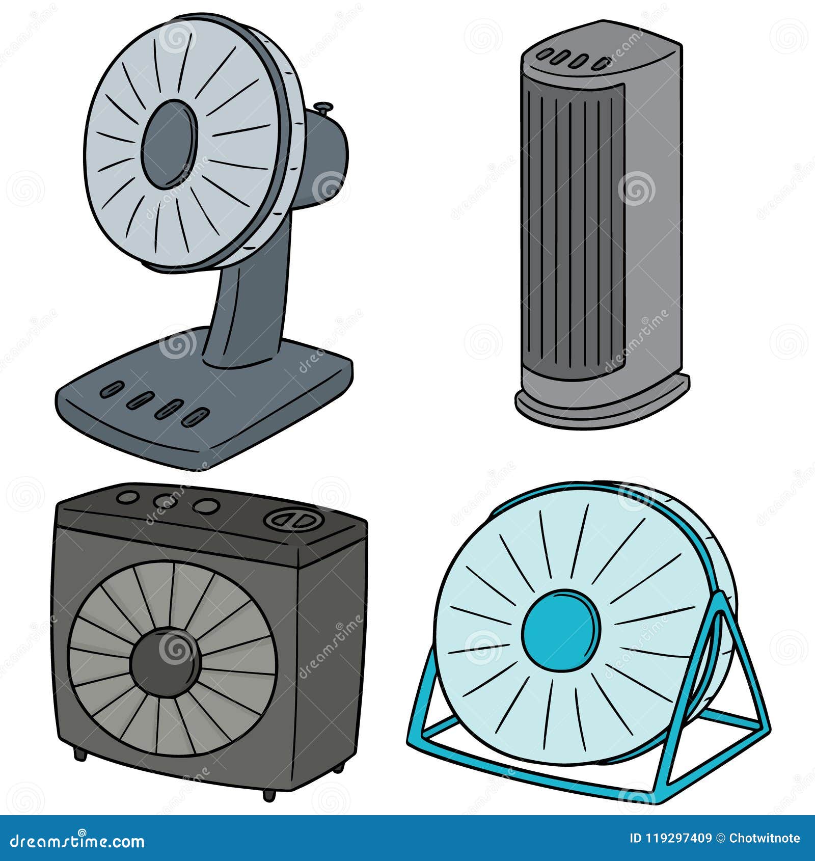 Vector set of fan stock vector. Illustration of drawn - 119297409