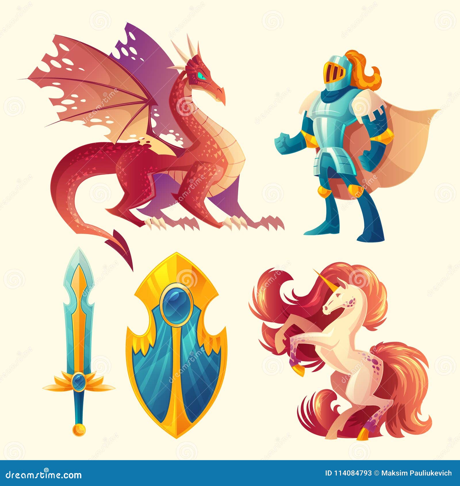 Vector Set of Fantasy Game Design Objects Stock Vector - Illustration ...