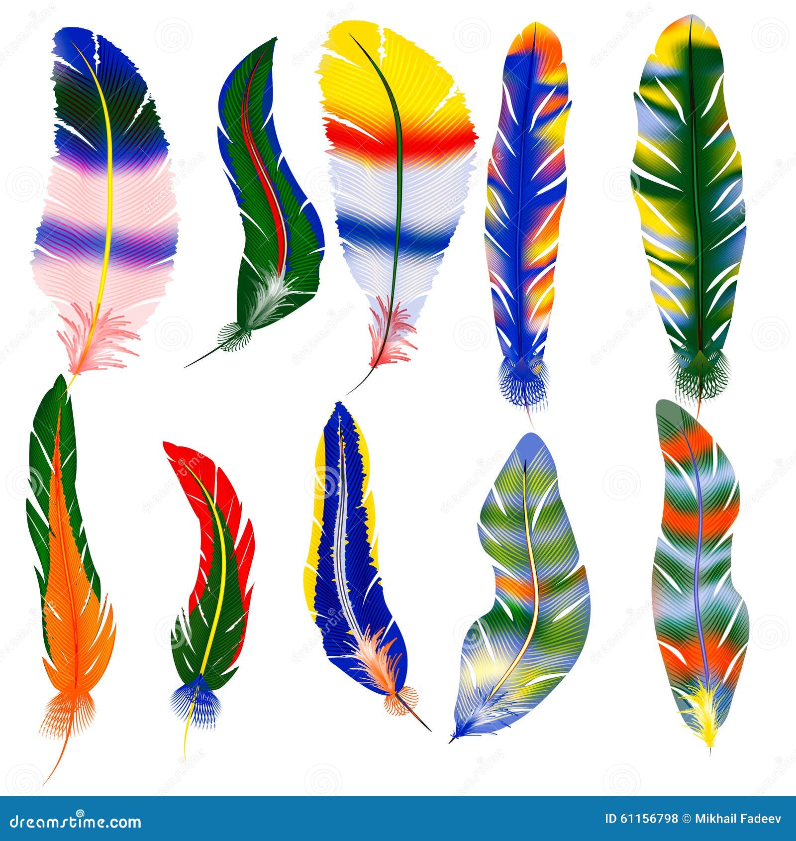 Vector set of feathers stock vector. Illustration of silhouette - 61156798