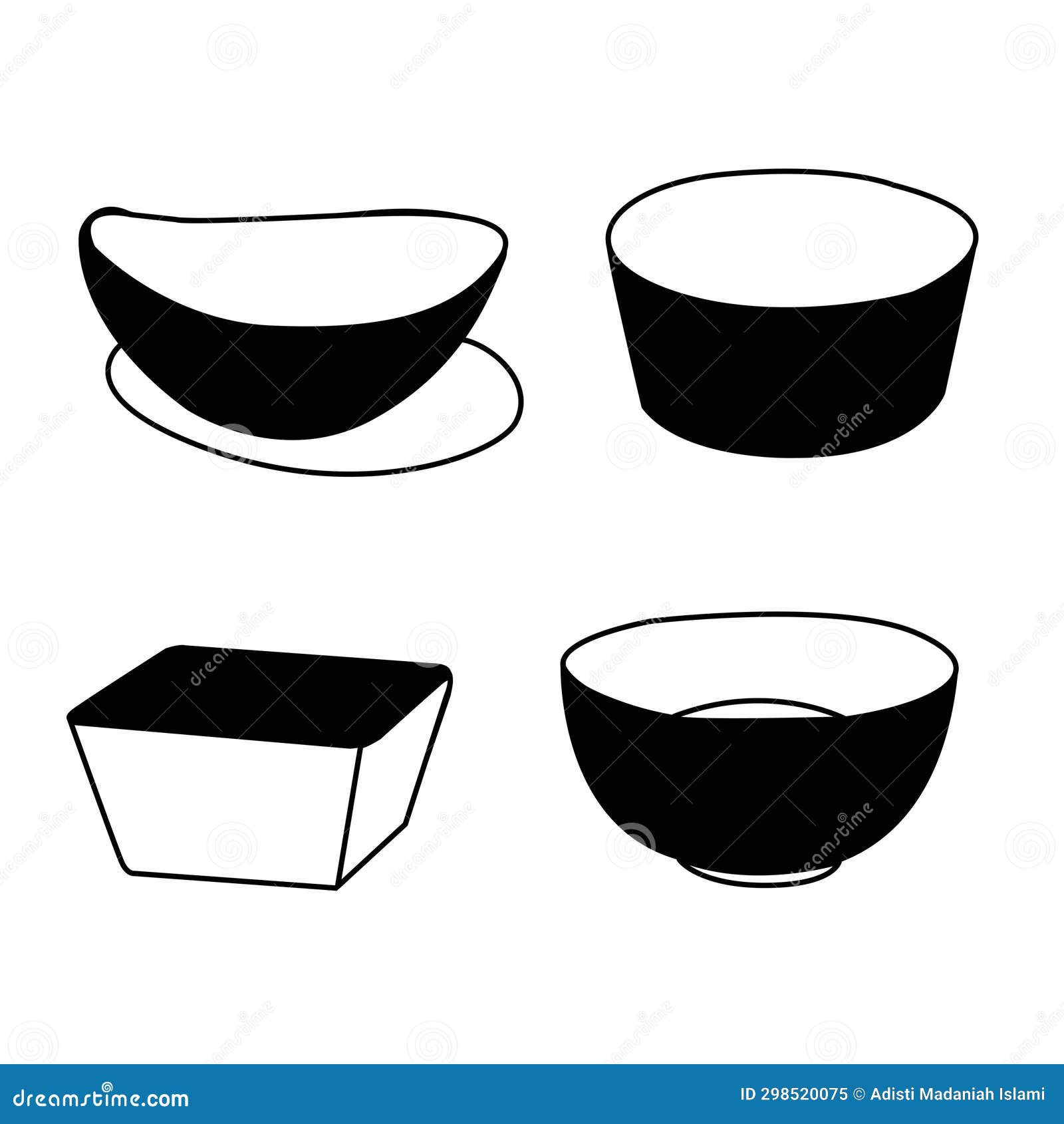 Kitchen Bowl Set Vector Collection Stock Illustration - Illustration of ...