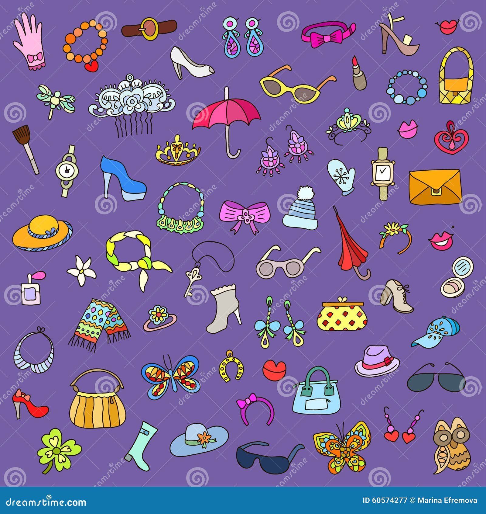 The Vector Set of Female Accessories Stock Vector - Illustration of ...