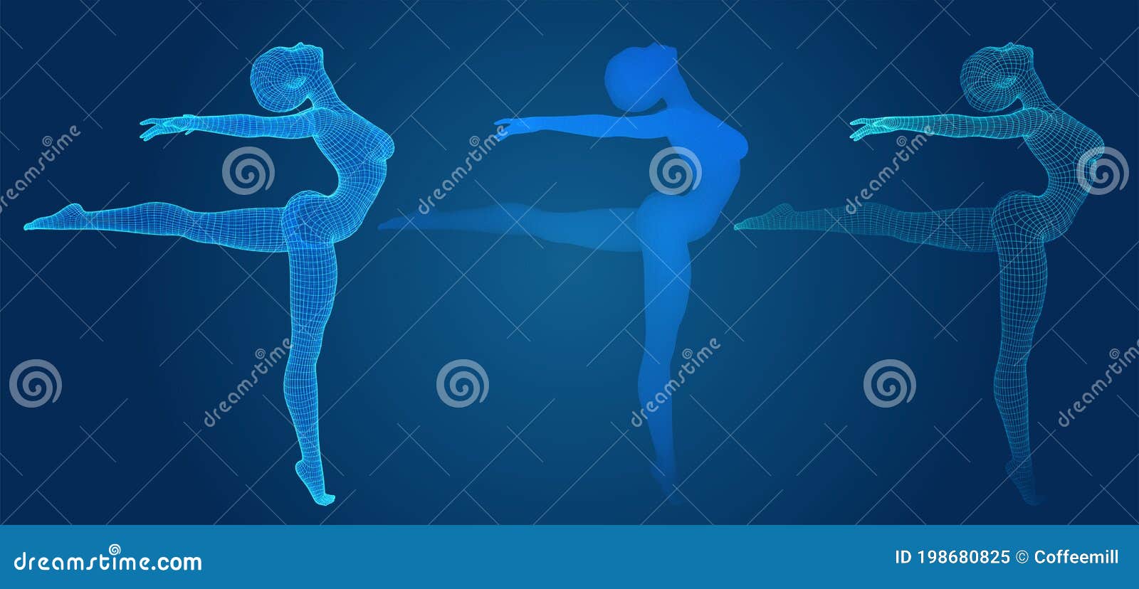 Vector Set of Female Figures in Dance Poses on the Background Stock ...
