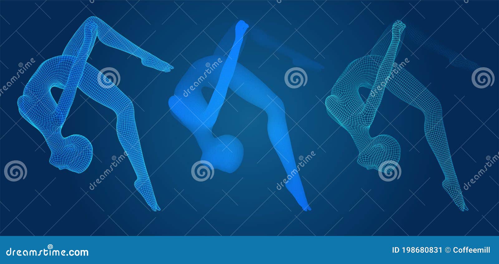 Vector Set of Female Figures in Dance Poses on the Background Stock ...