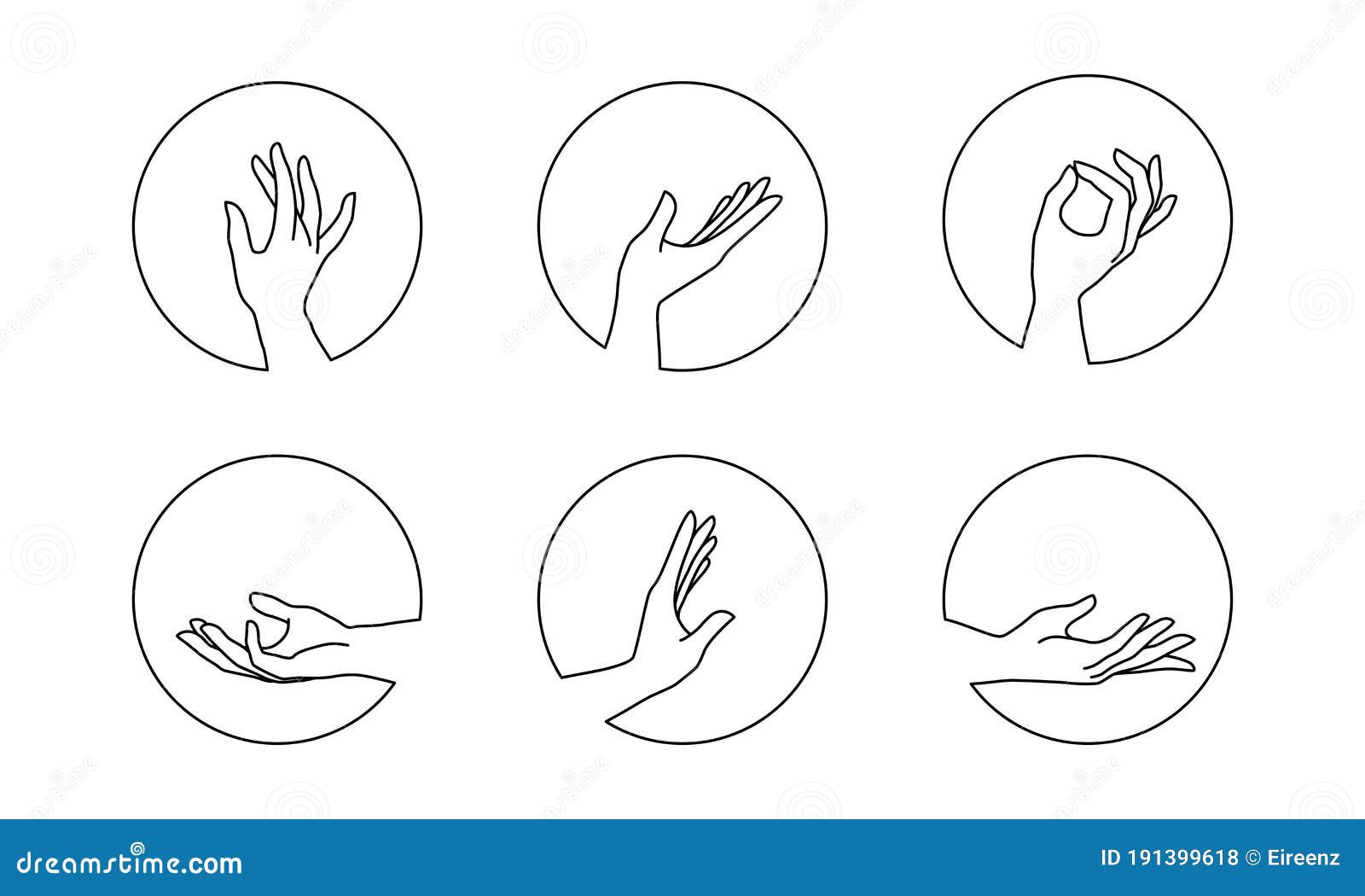 Vector Set of Female Hand Logos in Minimal Linear Style. Emblem Design ...