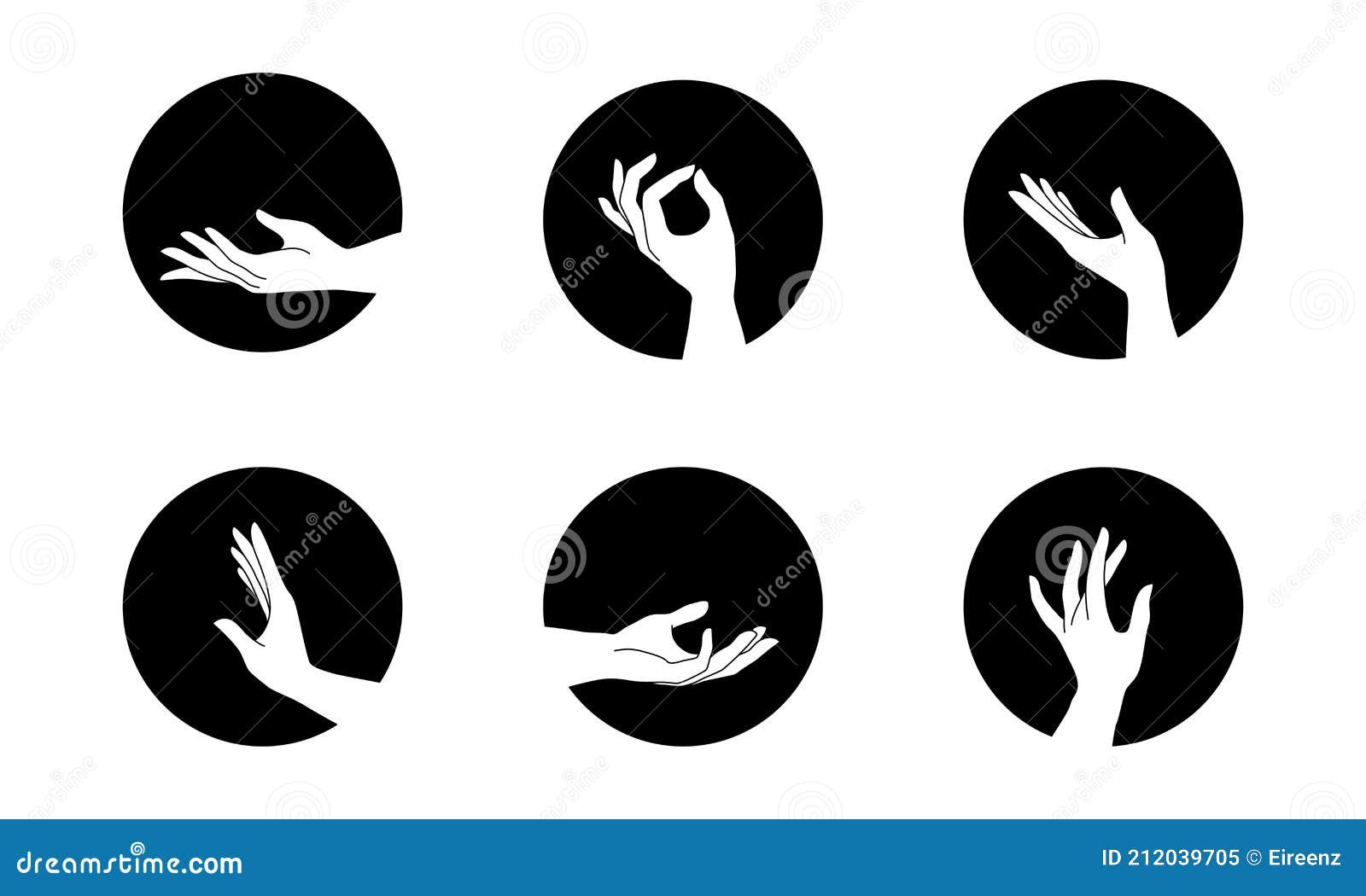 Vector Set of Female Hand Logos in Minimal Linear Style. Emblem Design ...