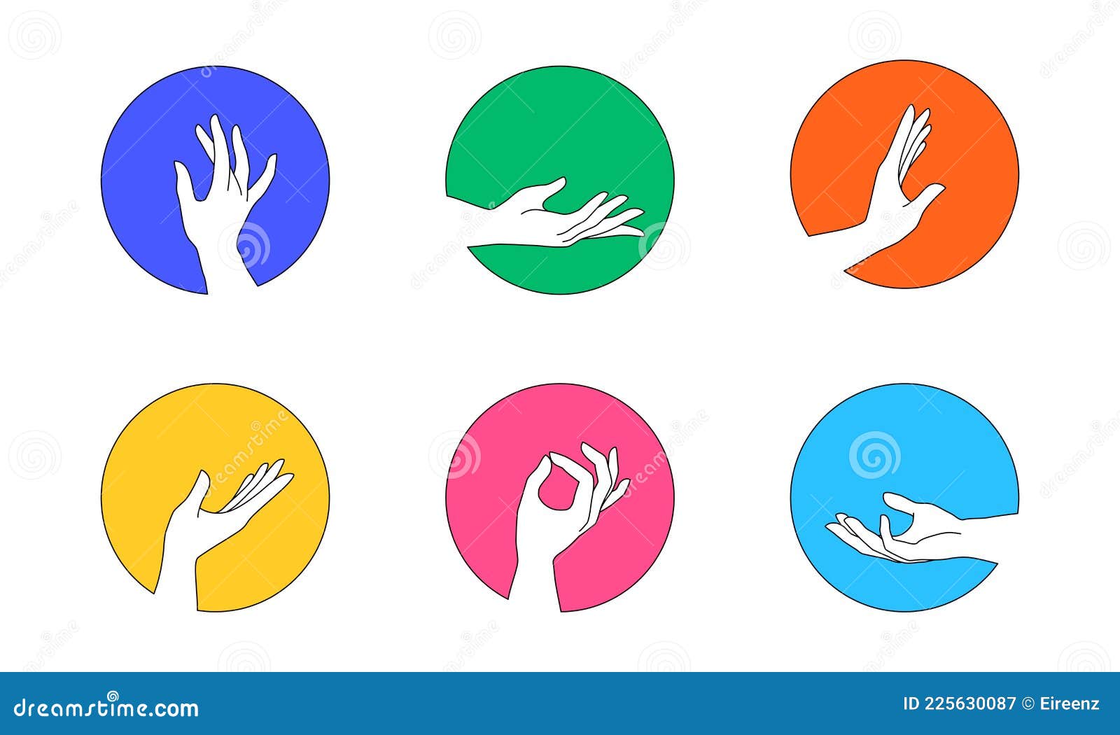 Vector Set of Female Hand Logos in Minimal Linear Style. Emblem Design ...