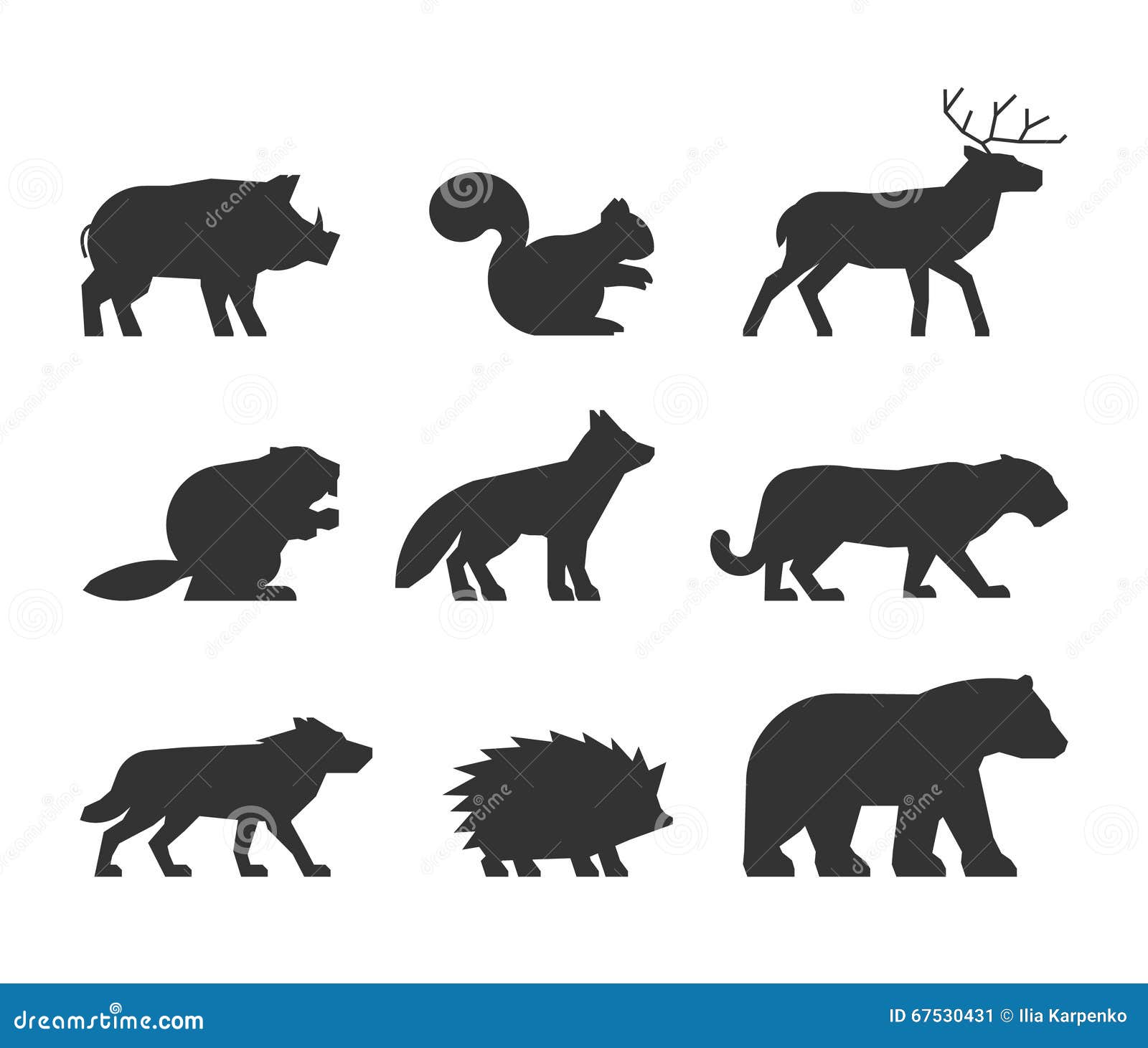 Vector Set of Figures of Wild Animals. Stock Illustration ...