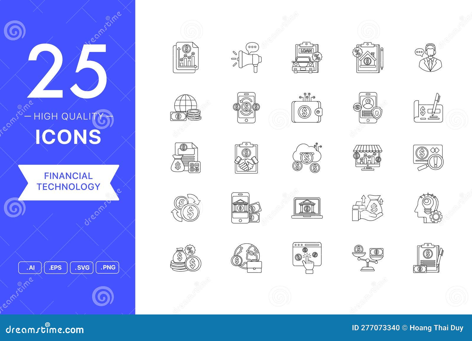 Vector Set of Financial Technology Icons Stock Vector - Illustration of ...