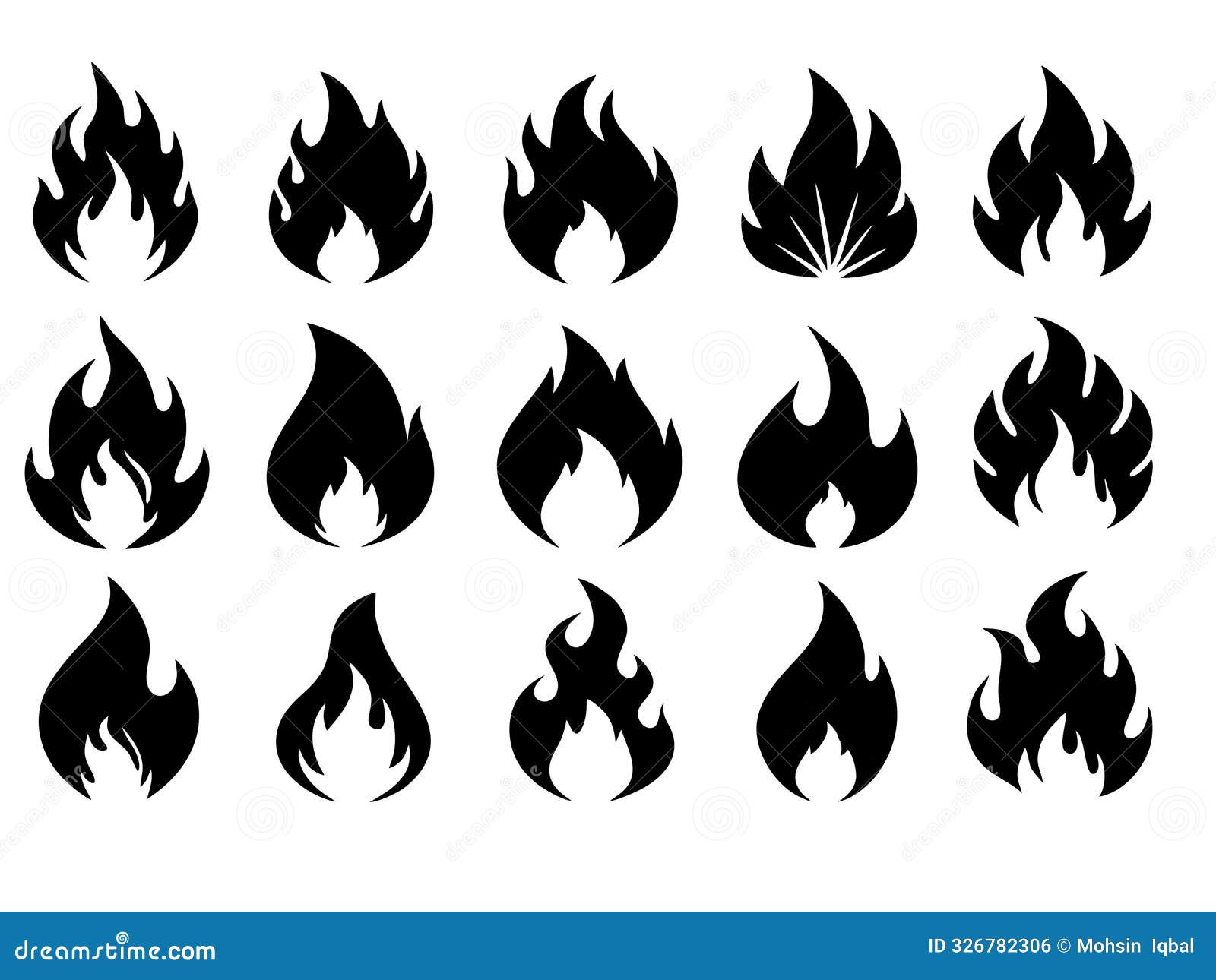 Vector Set of Fire Flames Vector Icons Stock Vector - Illustration of ...