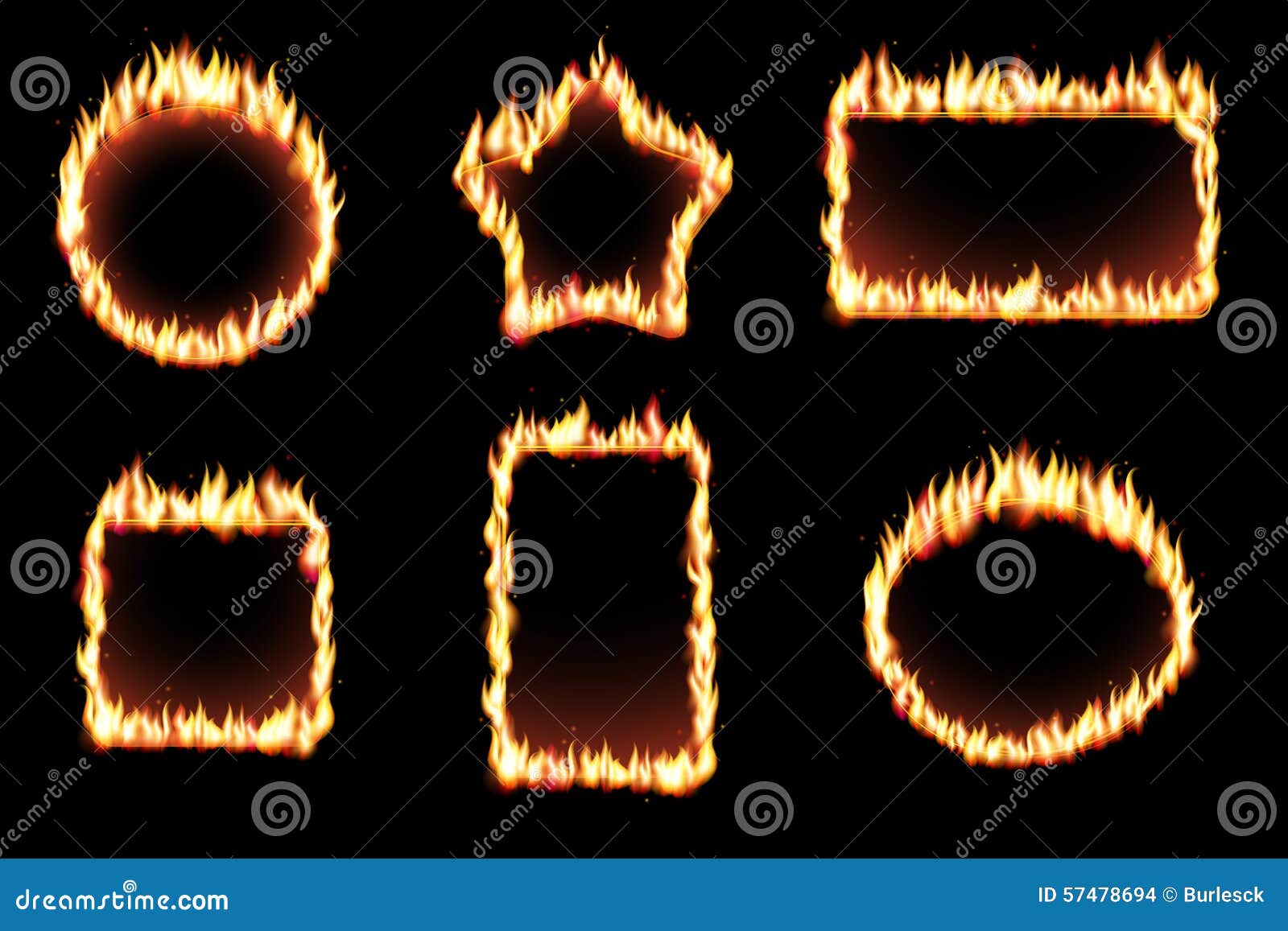 Vector set of fire frames stock vector. Illustration of ignite - 57478694