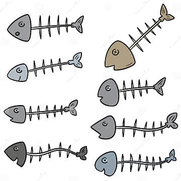 Vector set of fishbone stock vector. Illustration of food - 144520512