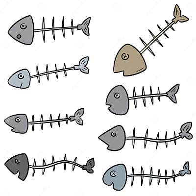 Vector set of fishbone stock vector. Illustration of food - 144520512
