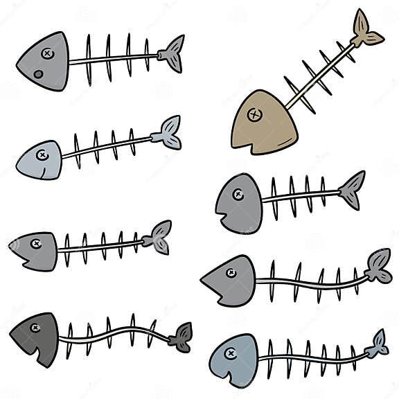 Vector set of fishbone stock vector. Illustration of food - 144520512
