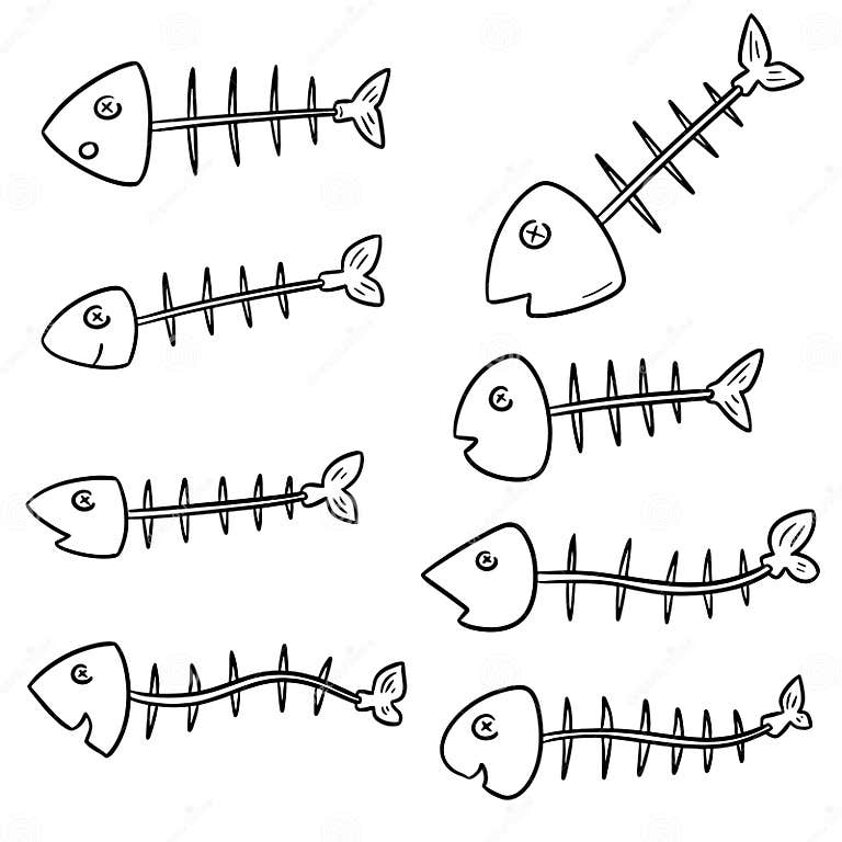 Vector set of fishbone stock vector. Illustration of collection - 144520522