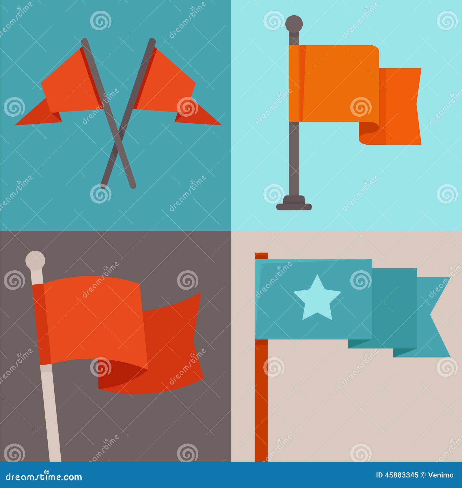 Vector Set of Flag Design Elements Stock Vector - Illustration of ...