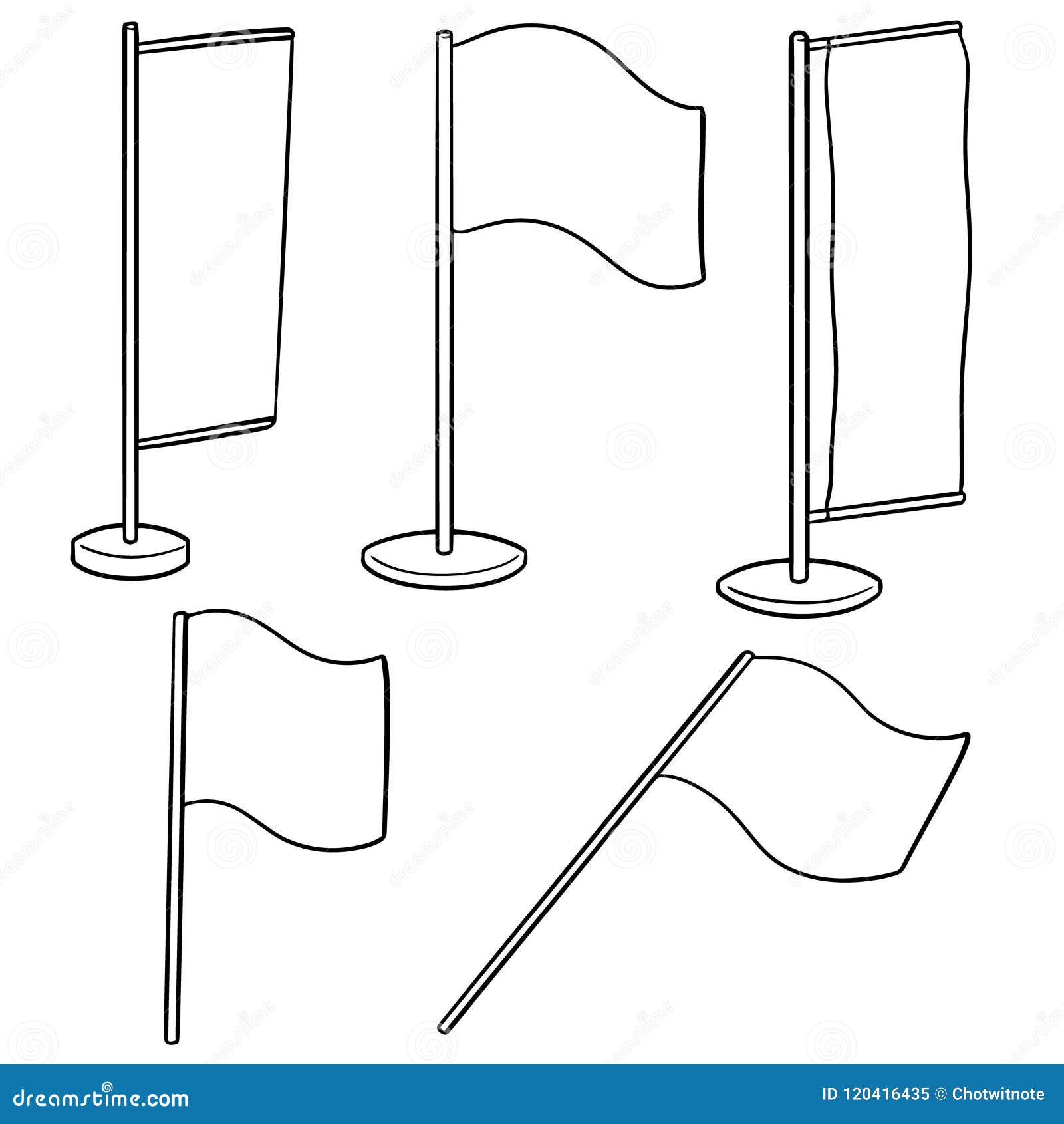 Vector set of flag stock vector. Illustration of pole - 120416435