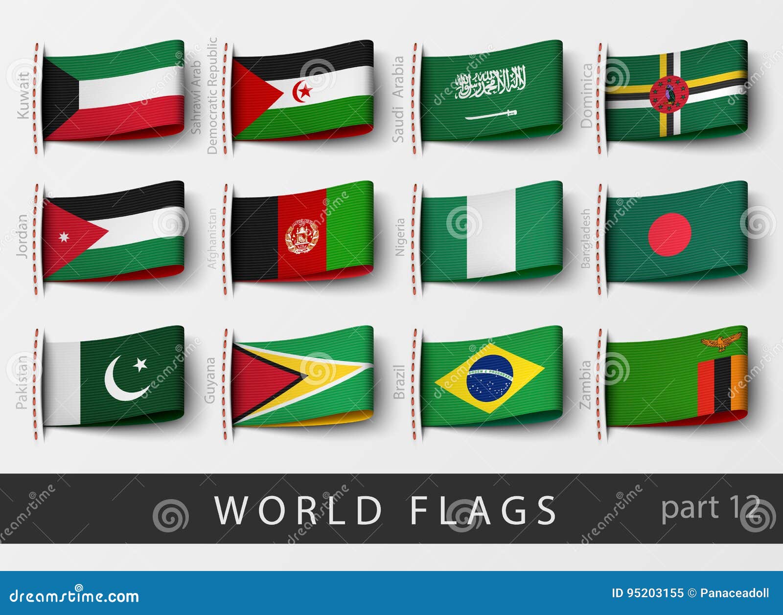 Vector set of flag labels stock vector. Illustration of nigeria - 95203155