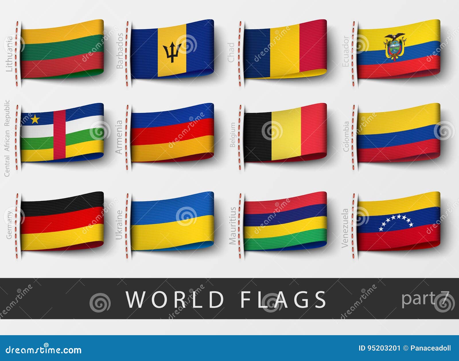 Vector set of flag labels stock vector. Illustration of barbados - 95203201