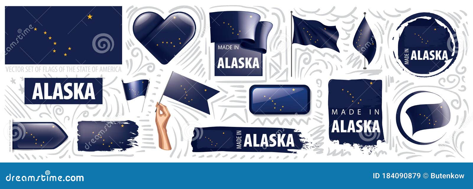 Vector Set of Flags of the American State of Alaska in Different ...