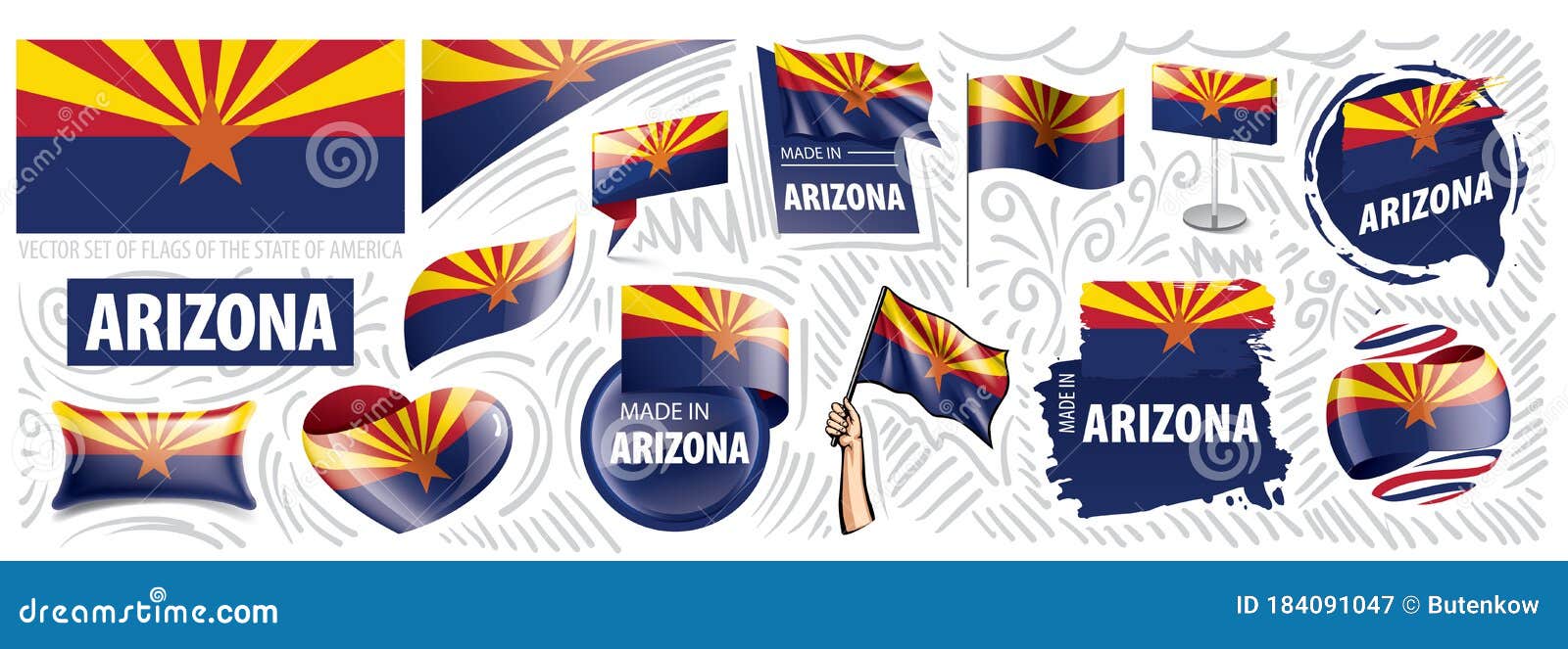 Vector Set of Flags of the American State of Arizona in Different ...