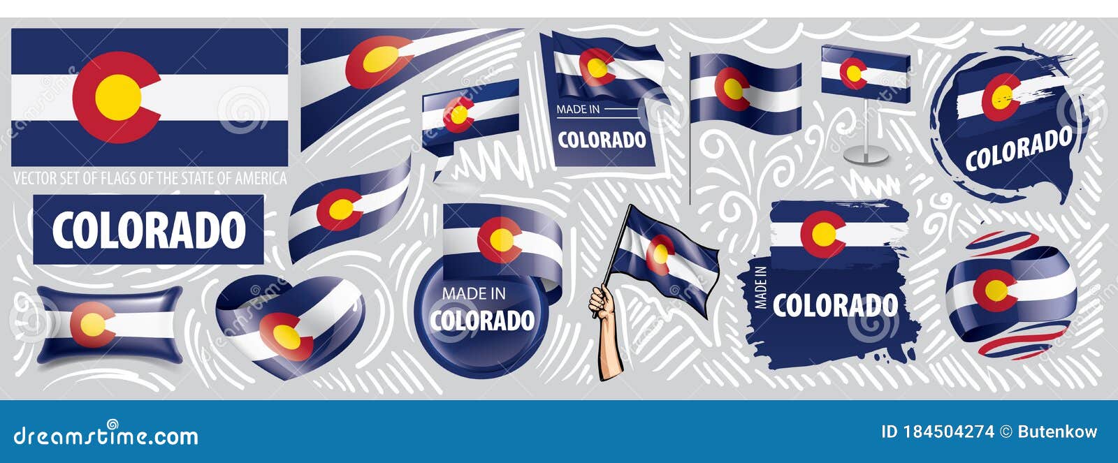 Vector Set of Flags of the American State of Colorado in Different ...