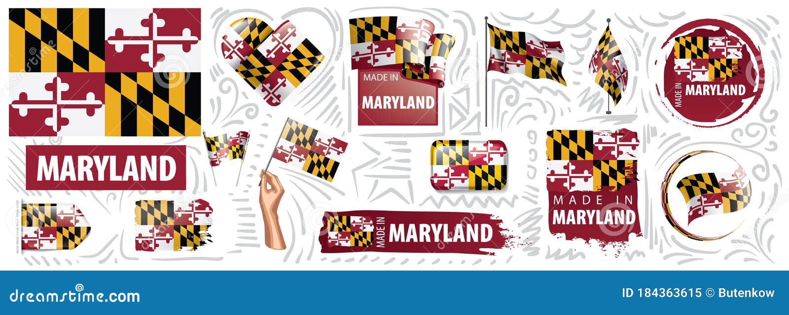Vector Set of Flags of the American State of Maryland in Different ...