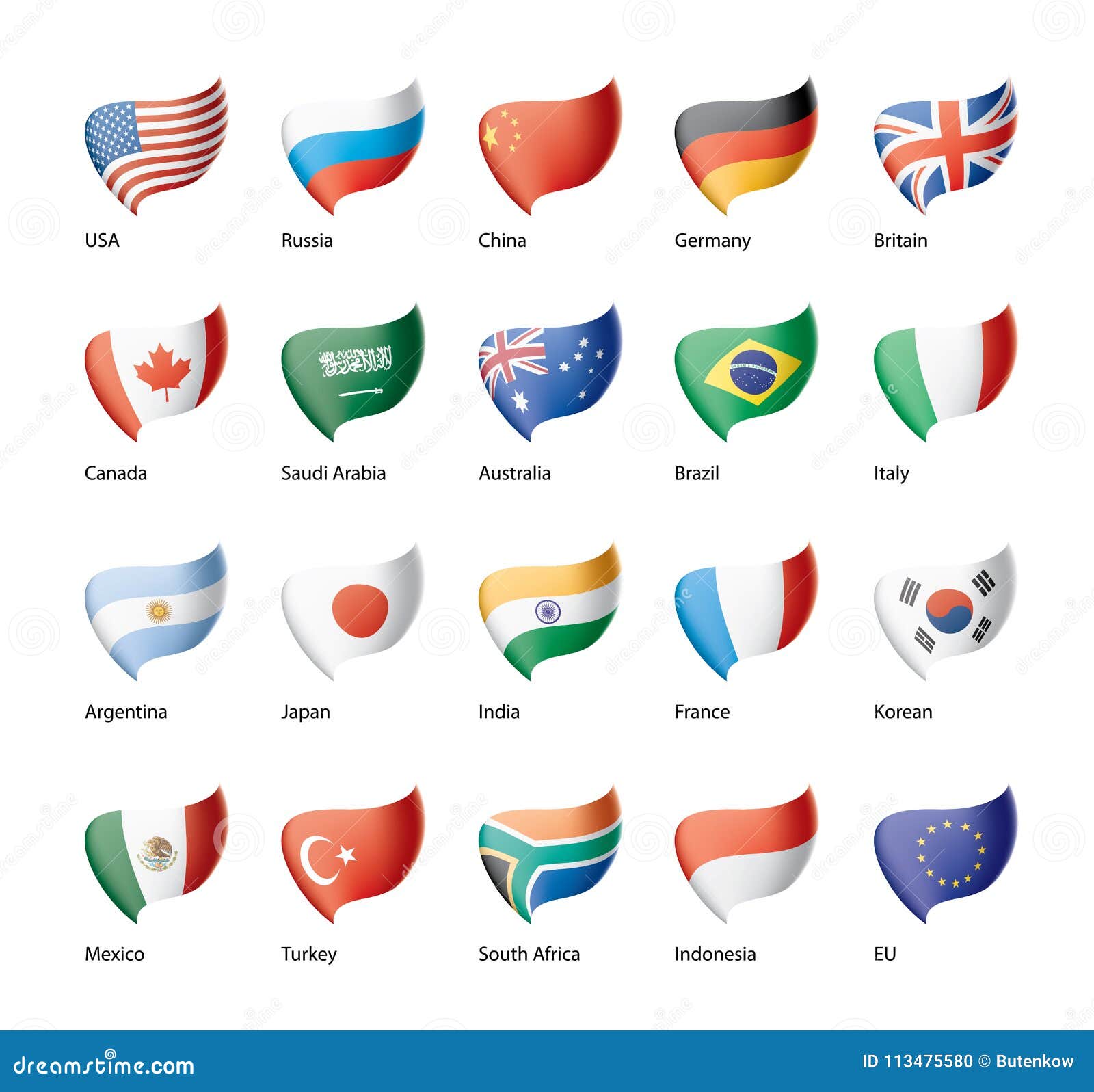 Vector Set of Flags of the G20 Stock Vector - Illustration of flag ...