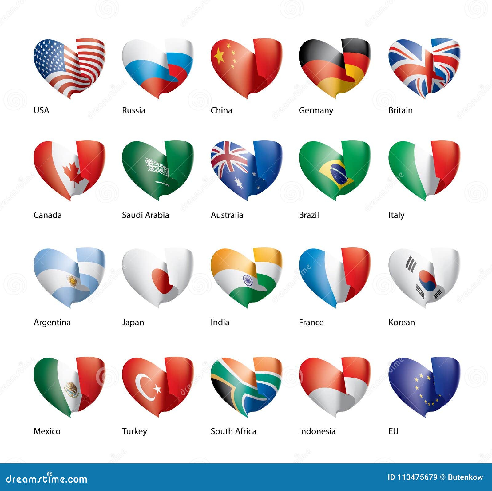 Vector Set of Flags of the G20 Stock Vector - Illustration of china ...