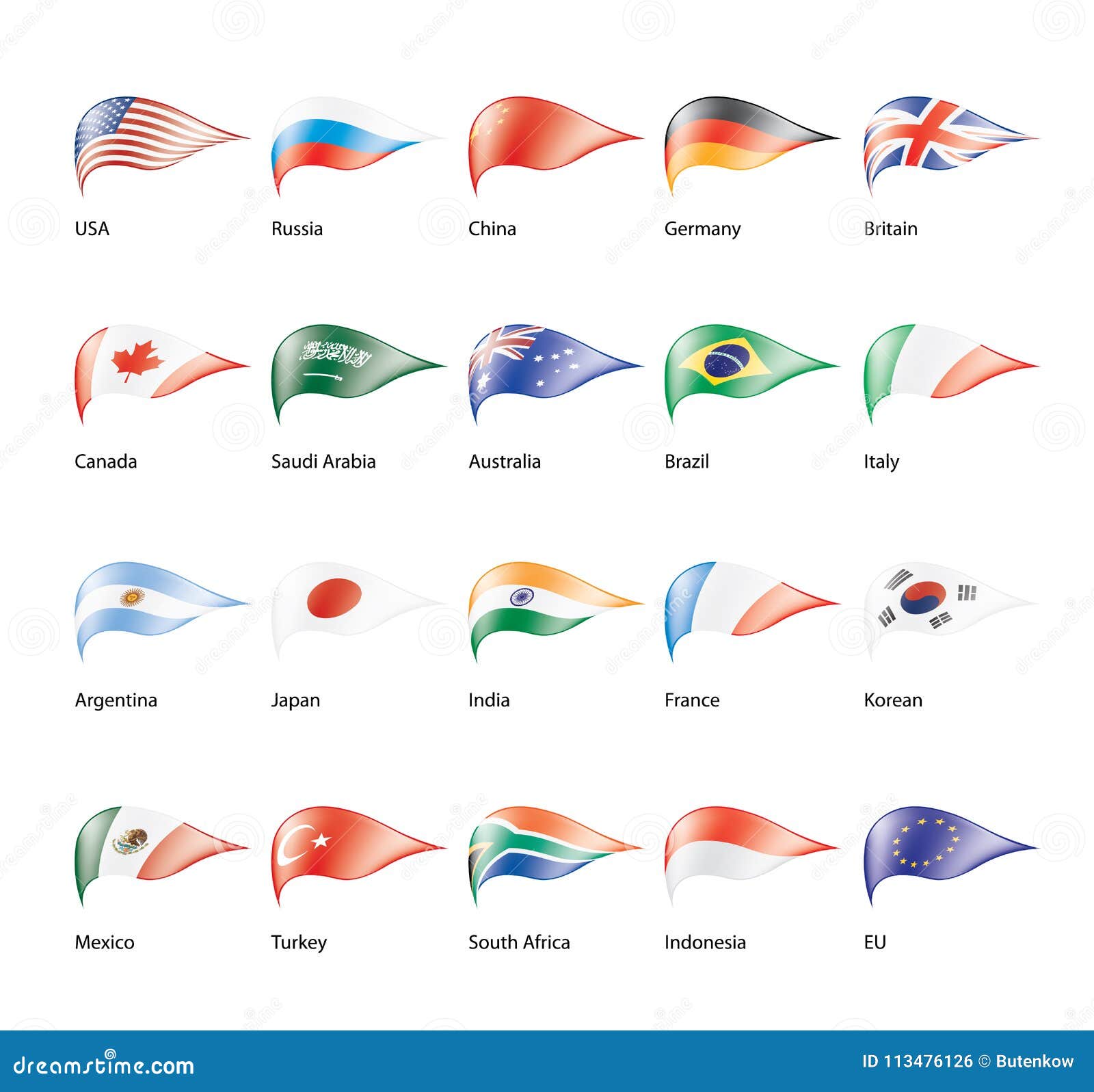 Vector Set of Flags of the G20 Stock Vector - Illustration of germany ...