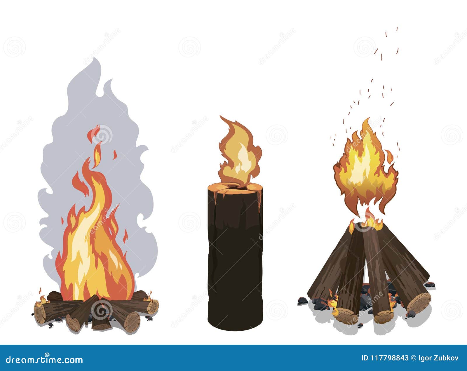 Vector Set of Flame. a Collection of Stylized Fires. Abstract Fire ...