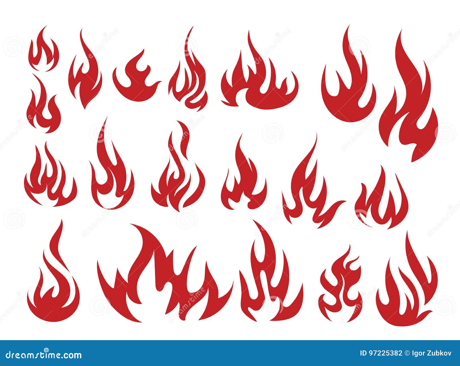 Vector Set of Flame. a Collection of Stylized Fires. Abstract Fire ...