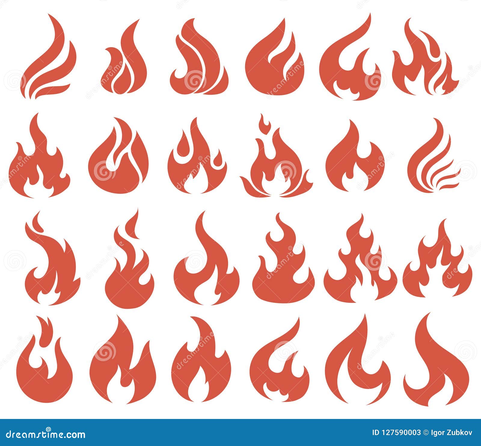 Vector Set of Flame. a Collection of Stylized Fires. Abstract Fire ...