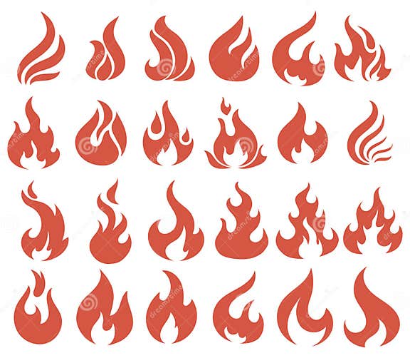 Vector Set of Flame. a Collection of Stylized Fires. Abstract Fire ...
