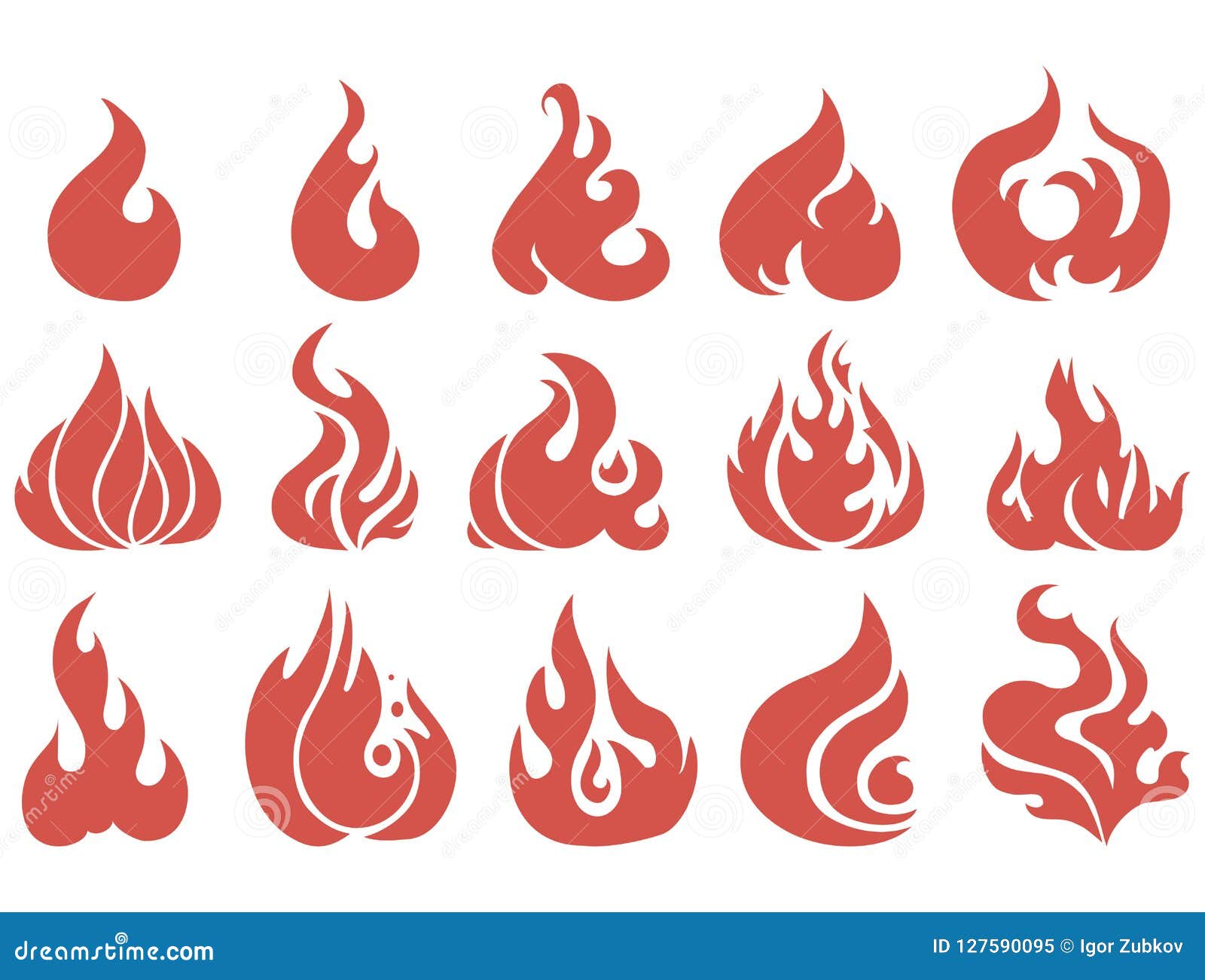 Vector Set of Flame. a Collection of Stylized Fires. Abstract Fire ...