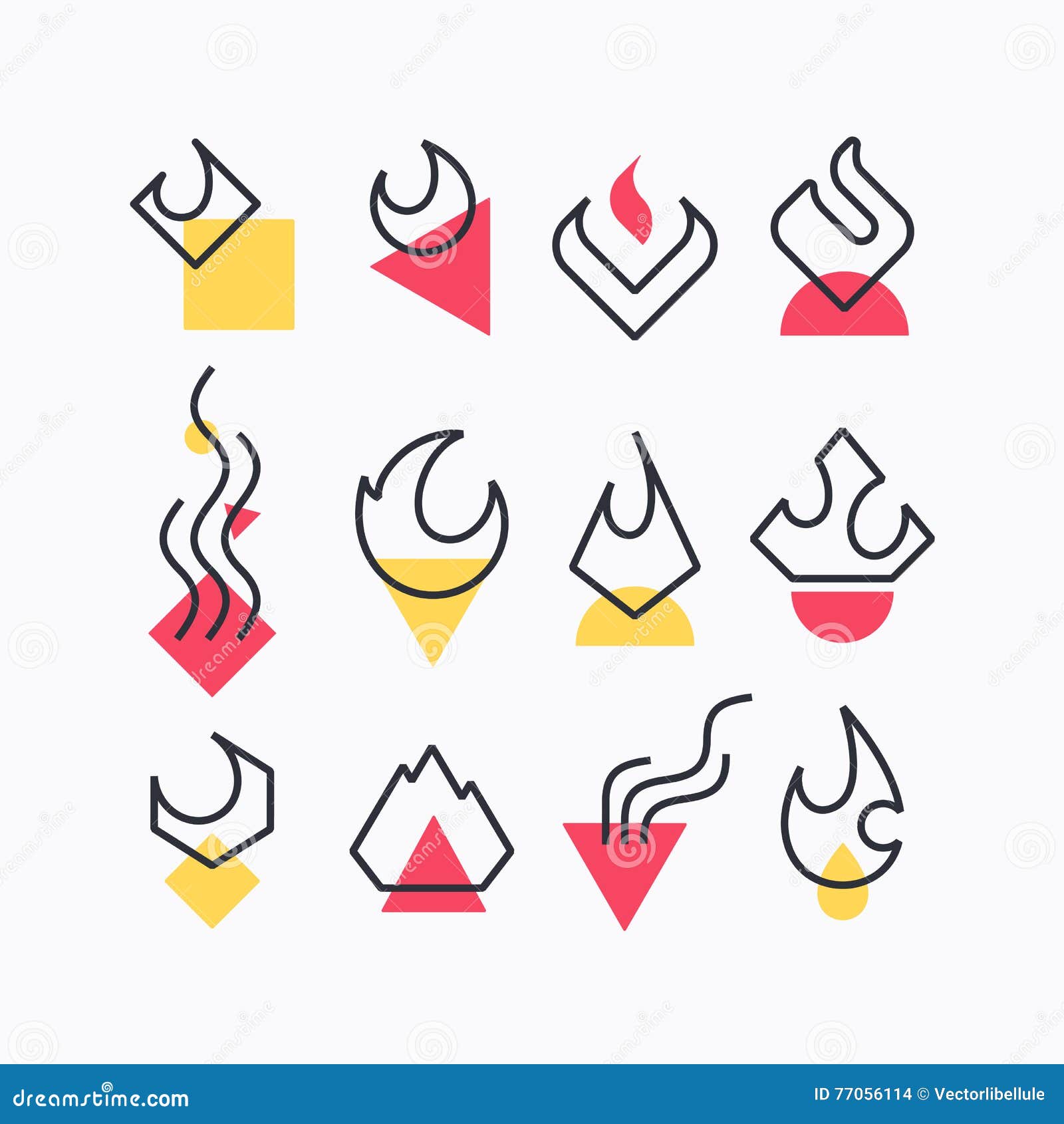 Vector Set Of Flame And Fire Symbols | CartoonDealer.com #77056114