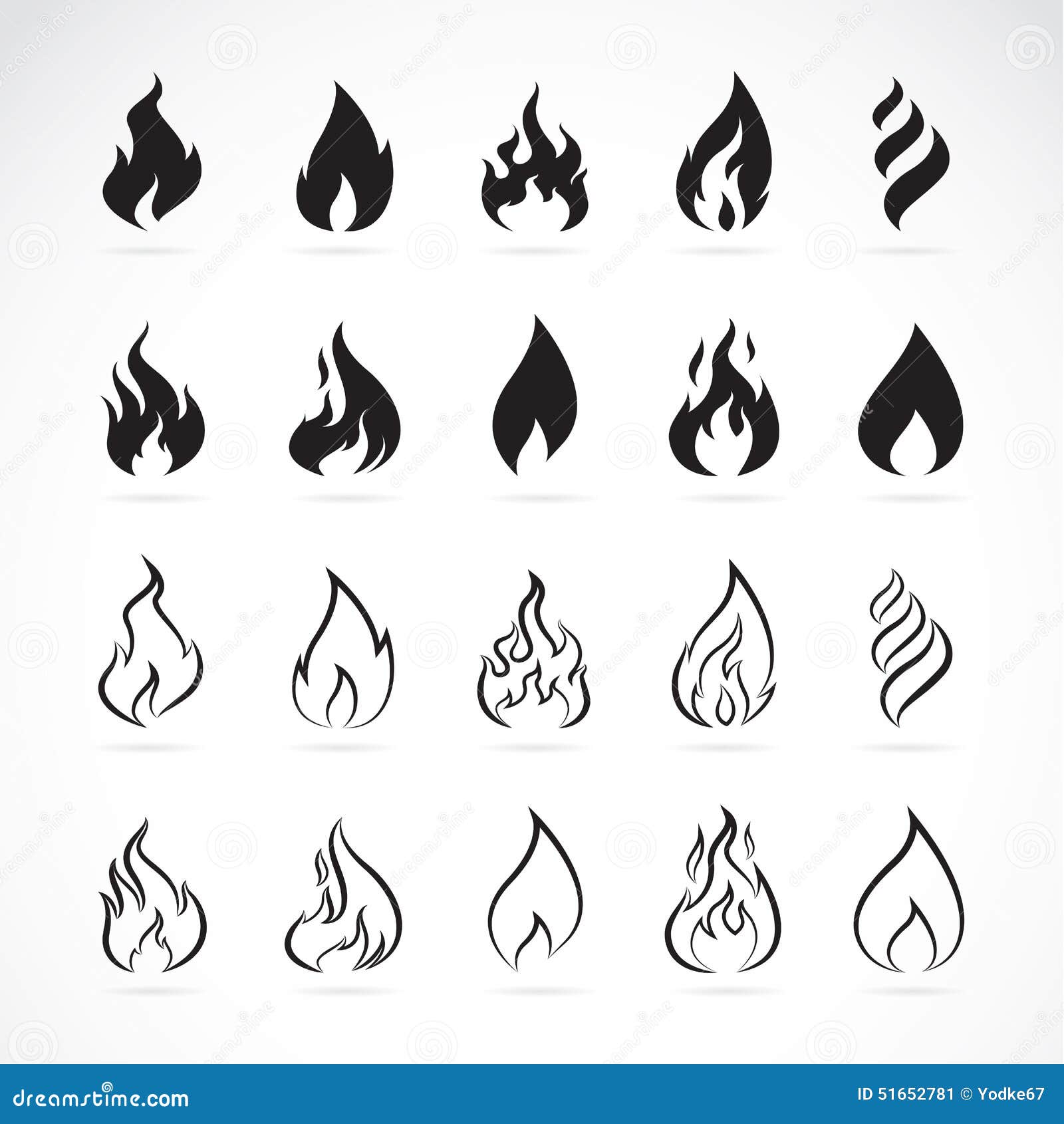 Vector Set Of Flame And Fire Symbols | CartoonDealer.com #77056114