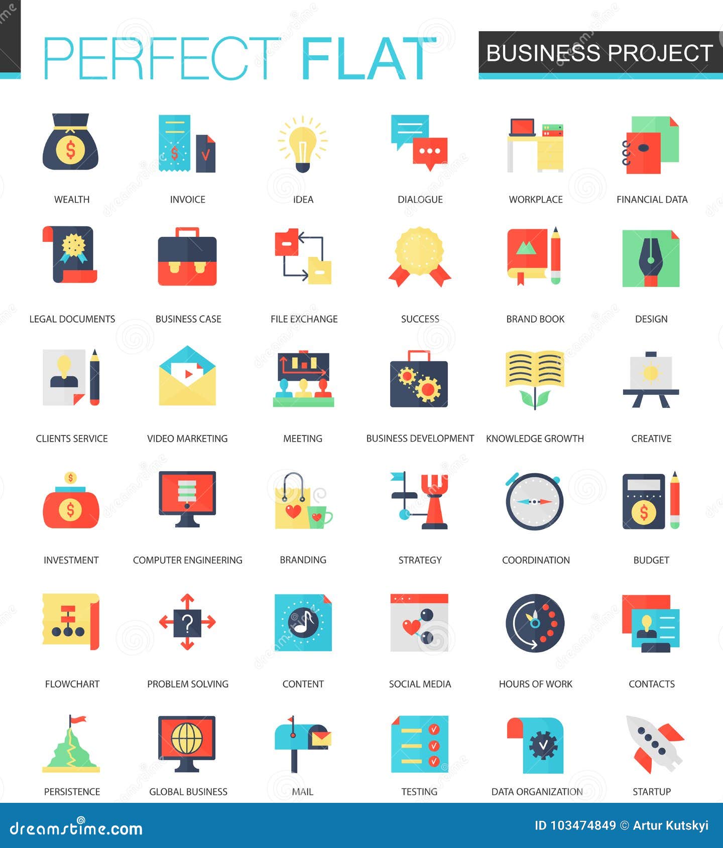 Vector Set of Flat Business Project Icons. Stock Vector - Illustration ...