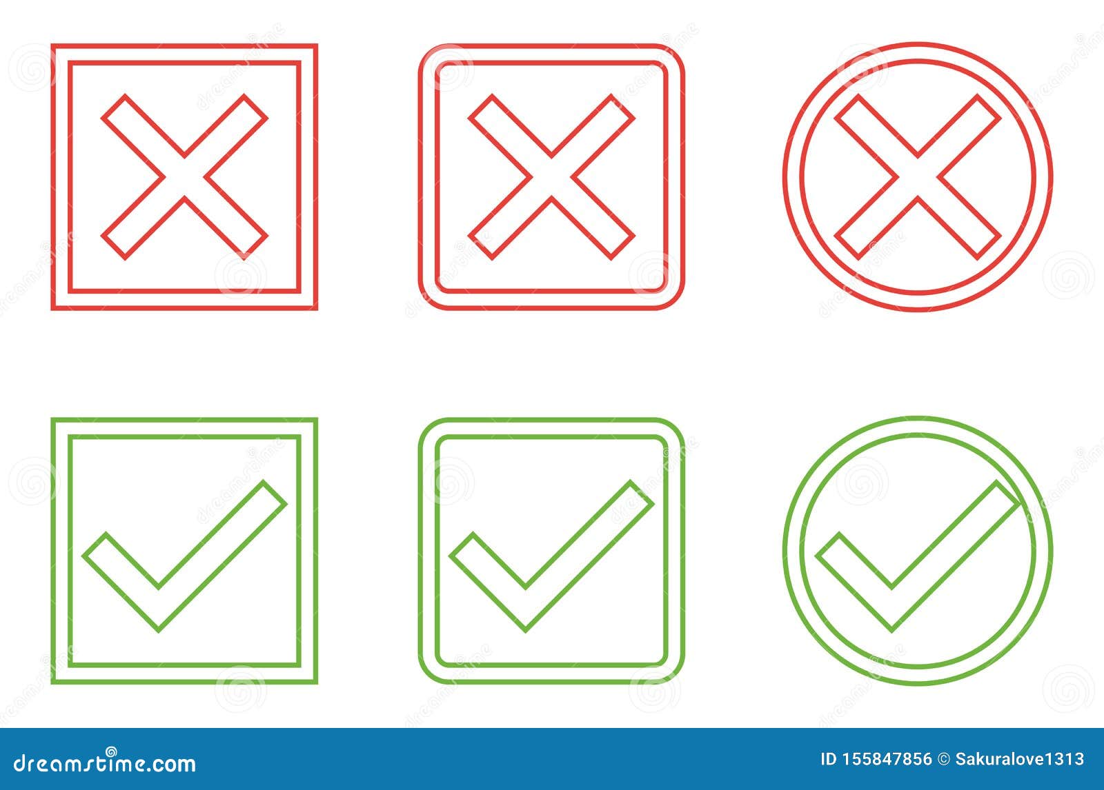 Vector Set Of Flat Design Check Marks Icons. Different Variations Of ...