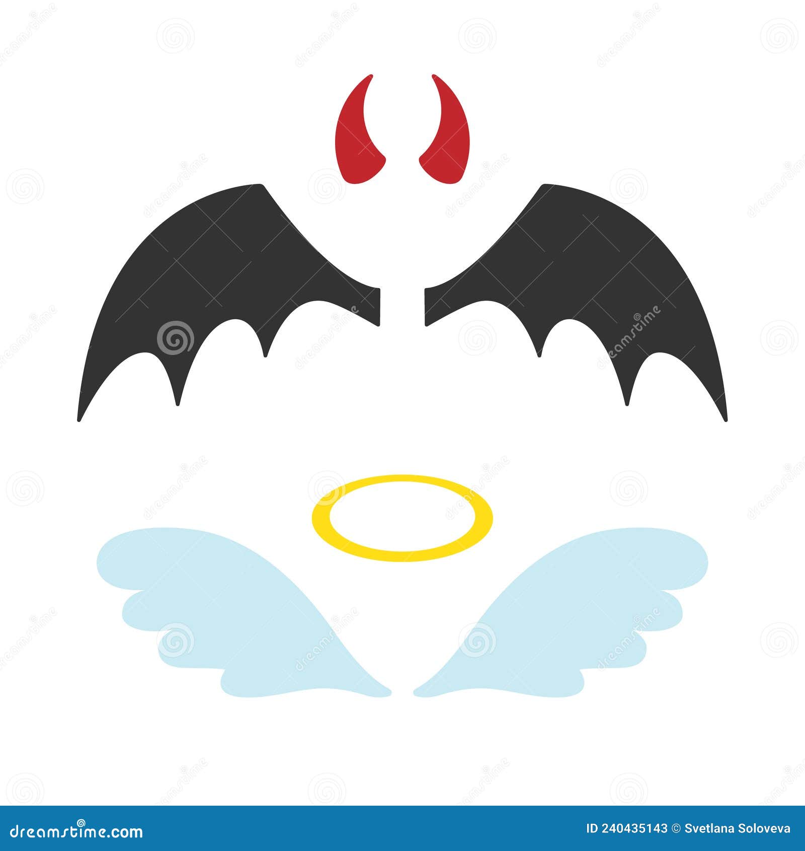 Vector Set of Flat Devil and Angel Wings Stock Vector - Illustration of ...
