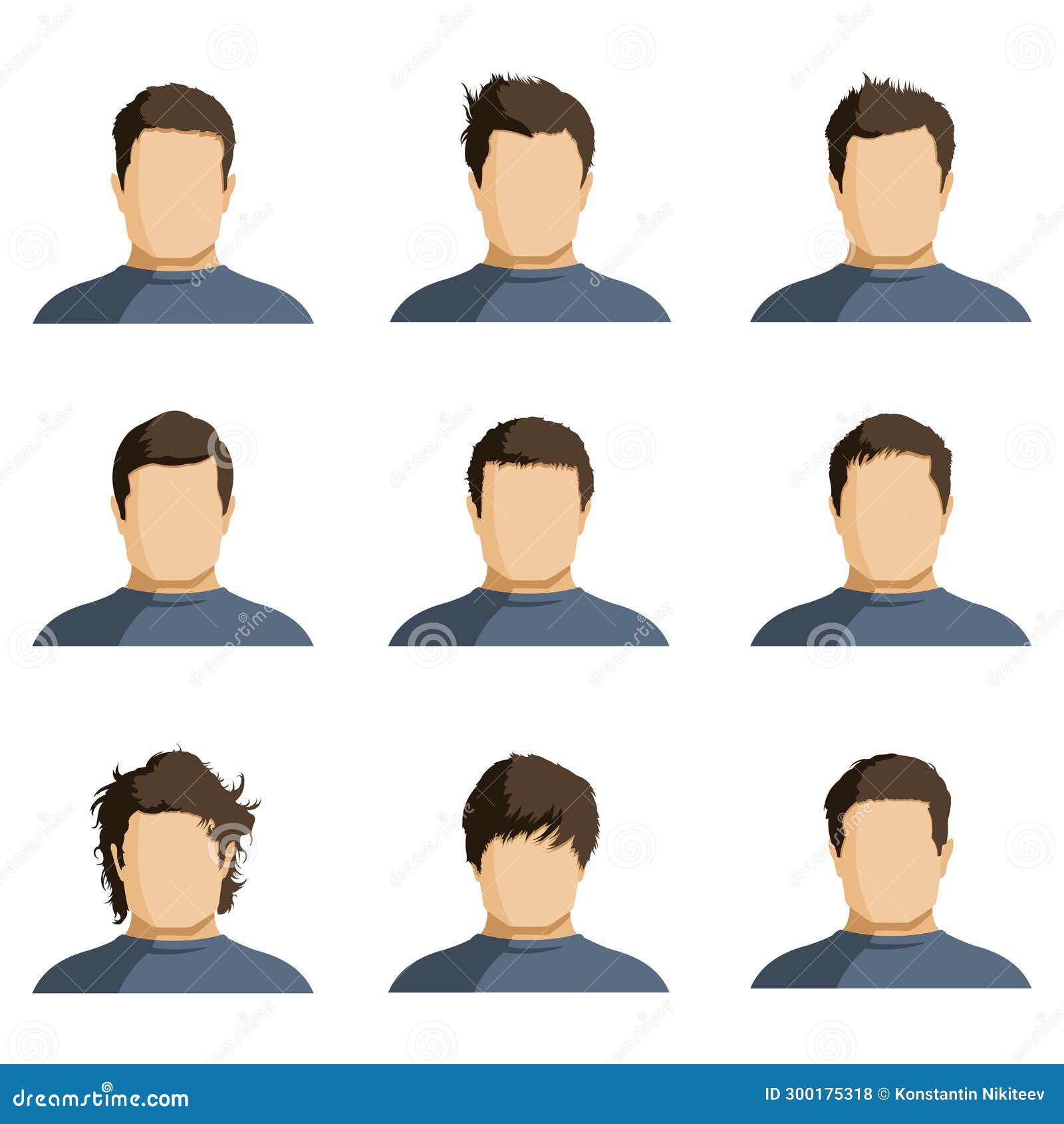 Vector Set of Flat Faces with Different Hairstyles Stock Illustration ...